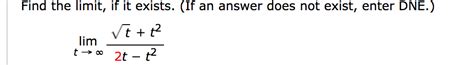 Solved Find The Limit If It Exists If An Answer Does Not