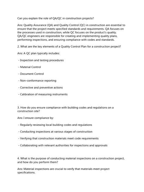 Civil Qc Interview Notes Pdf Concrete Quality Assurance