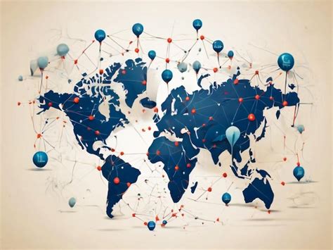 Premium Photo Global Network Business Connection World Map Point And
