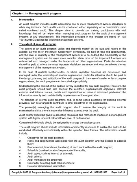 Chapter 1 Managing Audit Program Pdf Audit Information Security