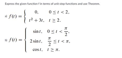 Solved Express The Given Function F In Terms Of Unit Step Chegg