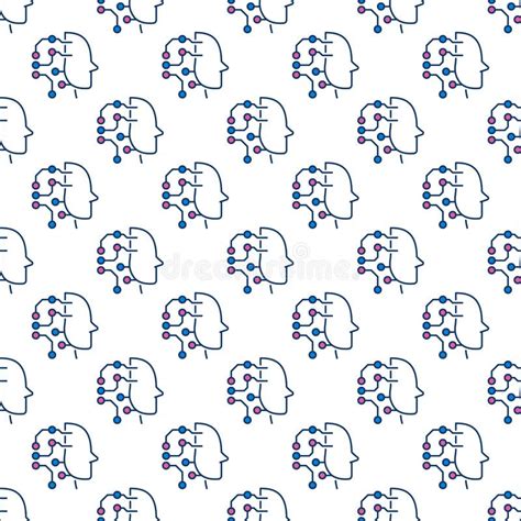 Ai Head Vector Innovation Technology Colored Seamless Pattern Stock Vector Illustration Of