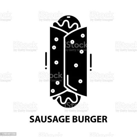 소시지 버거 아이콘 편집 가능한 스트로크가 있는 블랙 벡터 사인 컨셉 일러스트 고기에 대한 스톡 벡터 아트 및 기타 이미지