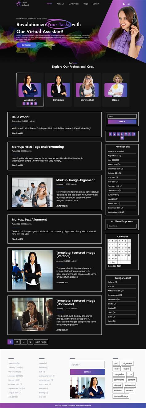 Free Virtual Assistant Wordpress Theme For Online Assistants