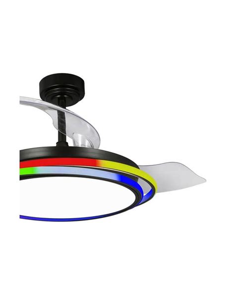 Ventilador De Techo Led Antila Rgb Negro 65w 6500lm Cct Dim Leonleds