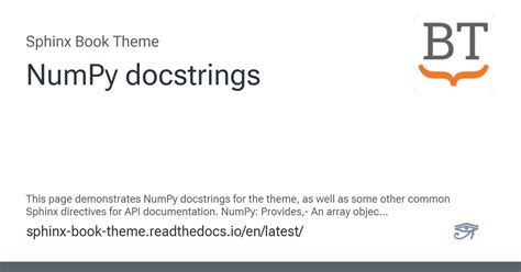 Numpy Docstrings — Sphinx Book Theme