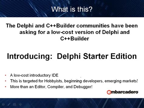 엠바카데로 199달러 delphi c builder 스타터 에디션 출시 imp on delphi and c builder