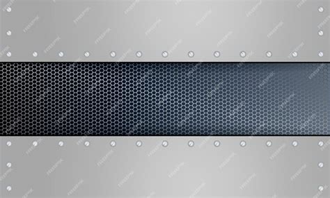Premium Vector Geometric Background With Metal Mesh And Frames With Bolts