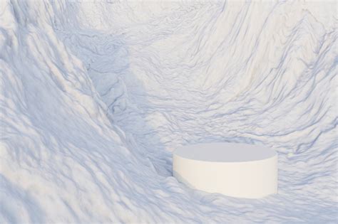 3d 렌더링 겨울 장면 및 사실적인 자연 배경 얼음 눈 산의 얼음 연단 제품 스탠드 디스플레이 광고 모형 등을위한 배경 하늘 및 구름 0명에 대한 스톡 사진 및 기타 이미지