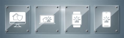 스마트 하우스와 알람 스마트 하우스와 알람 스마트 시계 스마트 하우스와 알람 노트북 및 보호 하에 집 컴퓨터 모니터와 휴대