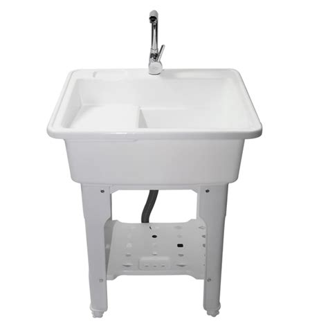 Dropship White Freestanding Plastic Utility Sinks Utility Sink Laundry