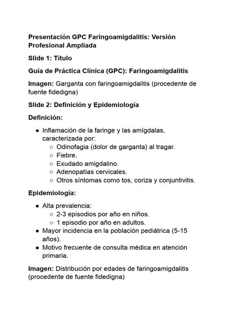 Faringoamigdalitis Pdf Alergia Especialidades Medicas