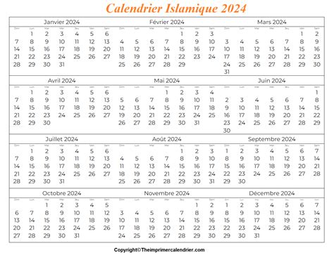 Calendrier Musulman 2024 The Imprimer Calendrier