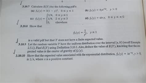 Solved 3 10 7 Calculate E Y For The Following Pdfs A
