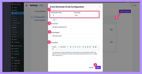 How To Configure Reminder Email For Event Documentation For Plugins
