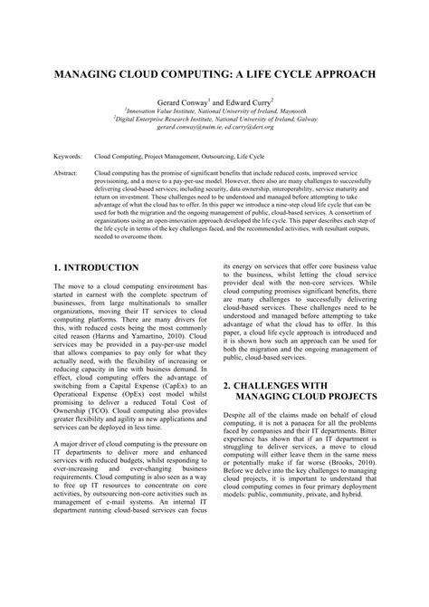 Pdf Managing Cloud Computing A Life Cycle Approach