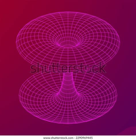 Wormhole Tunnel Mesh Objects Network Wireframe Stock Vector Royalty