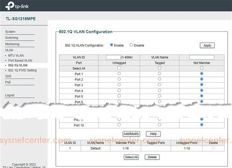 คู่มือการ config vlan บนอุปกรณ์ tp link smart switch in อุปกรณ์ tp link