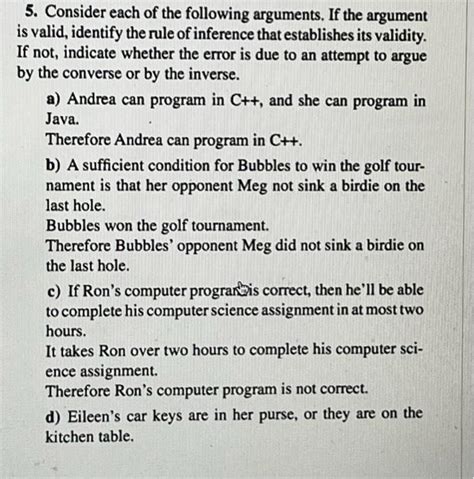 Solved Consider Each Of The Following Arguments If The Chegg