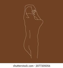 Linear Drawing Naked Female Body One Stock Vector Royalty Free Shutterstock