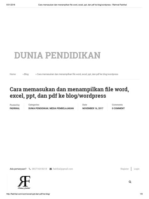 Cara Memasukan Dan Menampilkan File Word Excel Ppt Dan Pdf Ke Blogwordpress Rahmat