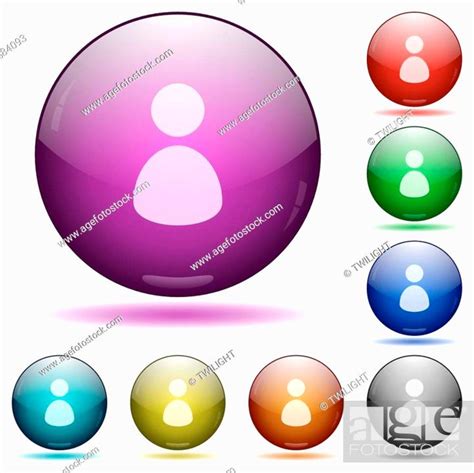 Set Of Color User Glass Sphere Buttons With Shadows Arranged Layer Structure Stock Vector