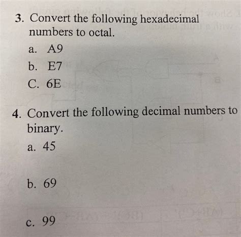 solved 3 convert the following hexadecimal numbers to