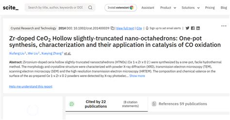 Zr‐doped Ceo 2 Hollow Slightly‐truncated Nano‐octahedrons One‐pot Synthesis Characterization