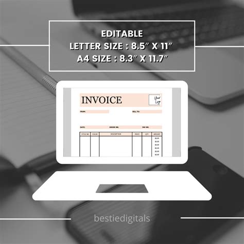 Custom Invoice Template Editable Invoice Sheet Small Business Template Modern Custom Invoice