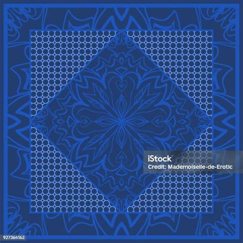 파란색 두건 패턴 꽃 스타일 기와 함께 인쇄 베개 양탄자 양탄자를 위한 디자인 벡터 일러스트 레이 션 0명에 대한 스톡 벡터 아트 및 기타 이미지 Istock