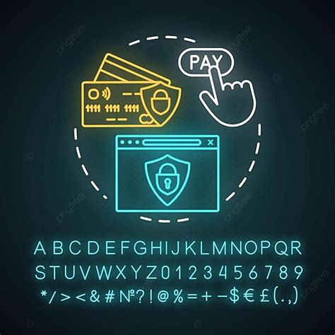 Secure Online Payments With Neon Light Concept Vector Text Illustration