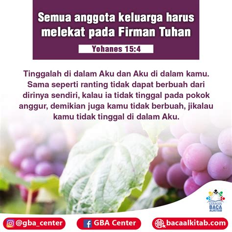 Semua Anggota Keluarga Harus Melekat Pada Firman Tuhan | Yohanes 15:4 (TB) - Gerakan Baca Alkitab