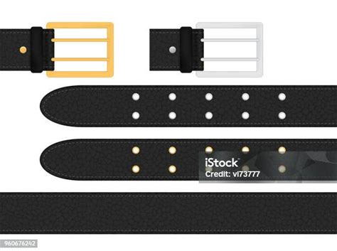 금속은 황금 버클을 가진 완벽 한 블랙 가죽 벨트 벡터 일러스트 레이 션을 격리 남자에 대한 스톡 벡터 아트 및 기타 이미지 남자 허리띠 3차원 형태 Istock