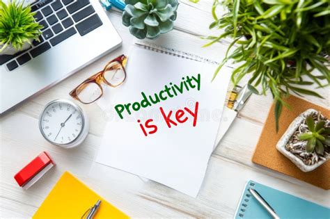 Productivity Is Key Workplace Efficiency Organized Workspace Time Management Goal Setting Plant