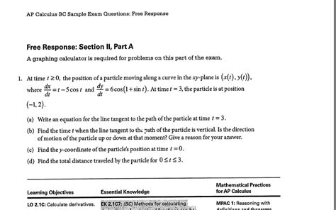 Solved AP Calculus BC Sample Exam Questions Free Response Chegg Com