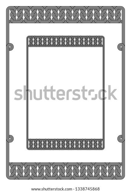Black White Rectangular Frames Interlaced Lines Stock Vector Royalty