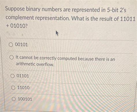 Solved Suppose Binary Numbers Are Represented In 5 Bit 2s