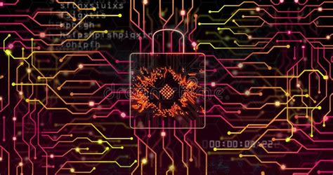Image Of Online Security Padlock Data Processing Over Computer Circuit Board Stock Illustration