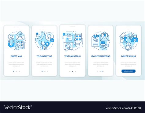 Types Of Direct Marketing Blue Onboarding Mobile Vector Image
