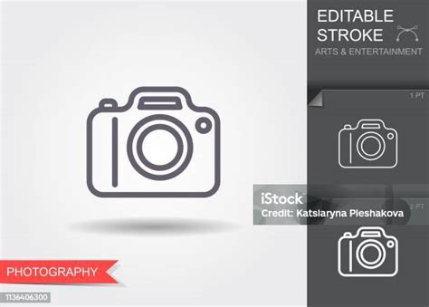 포토 카메라 편집 가능한 스트로크가 있는 윤곽선 아이콘입니다 선형 기호 아이콘에 대한 스톡 벡터 아트 및 기타 이미지 아이콘