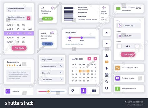 User Interface Elements Set Booking Mobile Stock Vector Royalty Free