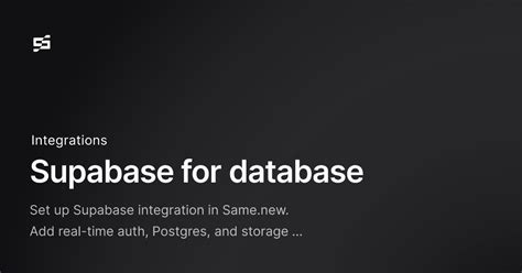 Supabase For Database Same