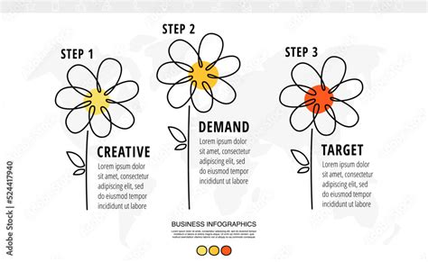 Vector Presentation Or Infographics Concept With Three Steps Business Color Chart In The Line