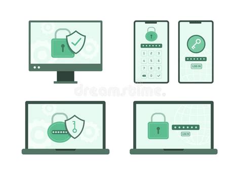 Computers And Mobile Phones With Safety Lock Screen For Cyber Security