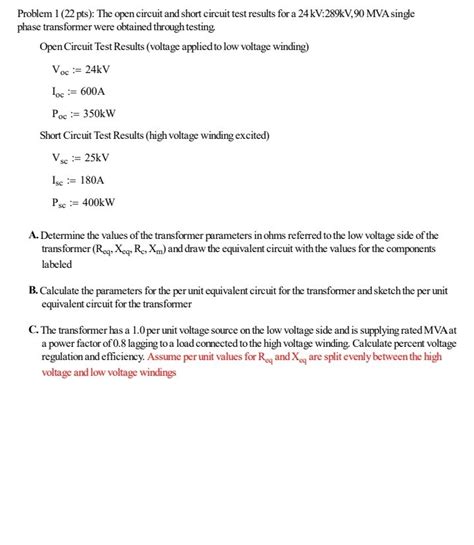 Solved Problem Pts The Open Circuit And Short Chegg Com