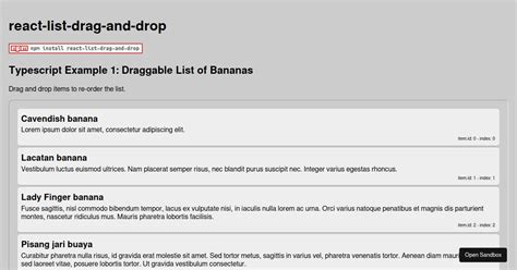 React List Drag And Drop Examples Codesandbox