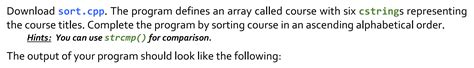 Solved Download Sortcpp ﻿the Program Defines An Array