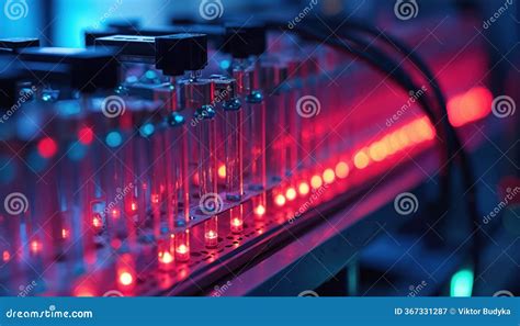 Dna Sequencing Machine At Work In A Sterile Lab Glowing With Digital