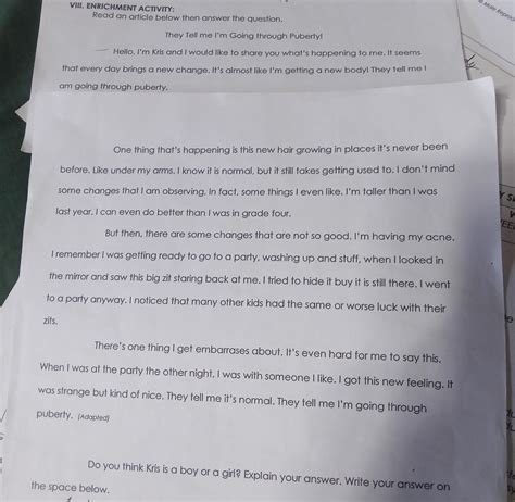 Do You Think Kris Is A Boy Or A Girl Explain Your Answerwrite Your