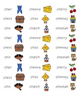 Articulation Labels Ch Initial Position For Use With Craftivities Flashcards